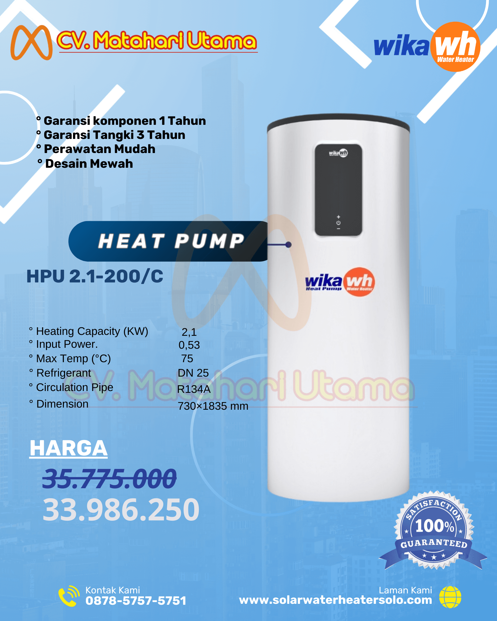 Heat Pump HPU 2.1-200/C | CV. Matahari Utama